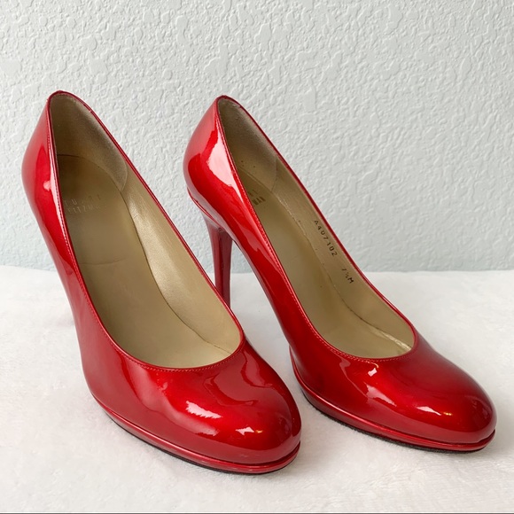 Stuart Weitzman | Shoes | Stuart Weitzman Red Patent Leather Pumps 75 M ...